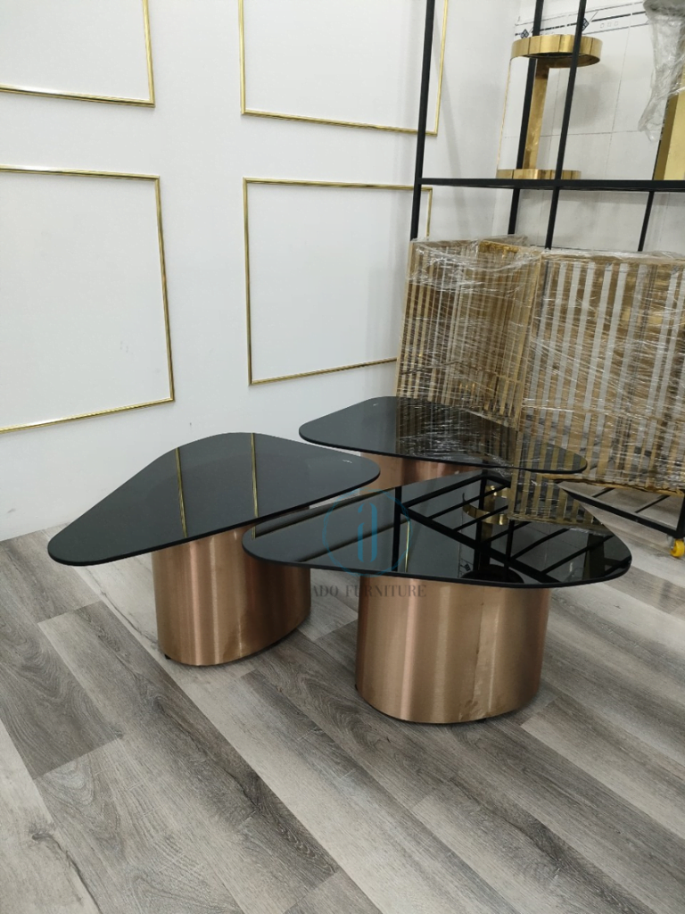 Bàn sofa inox mạ vàng/ gia công cho theo yêu cầu - Ado Furniture